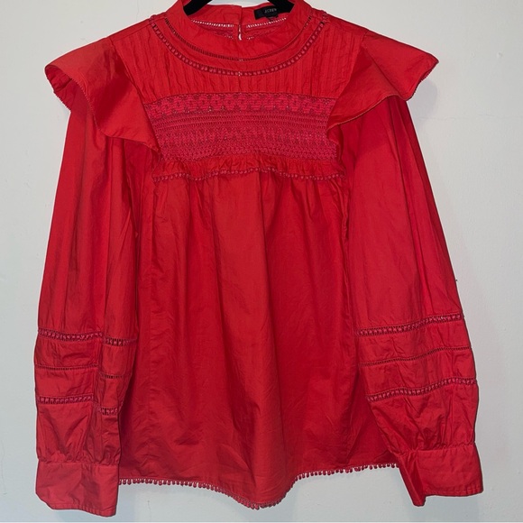 J. Crew | Tops | High Necked Orange J Crew Blouse | Poshmark
